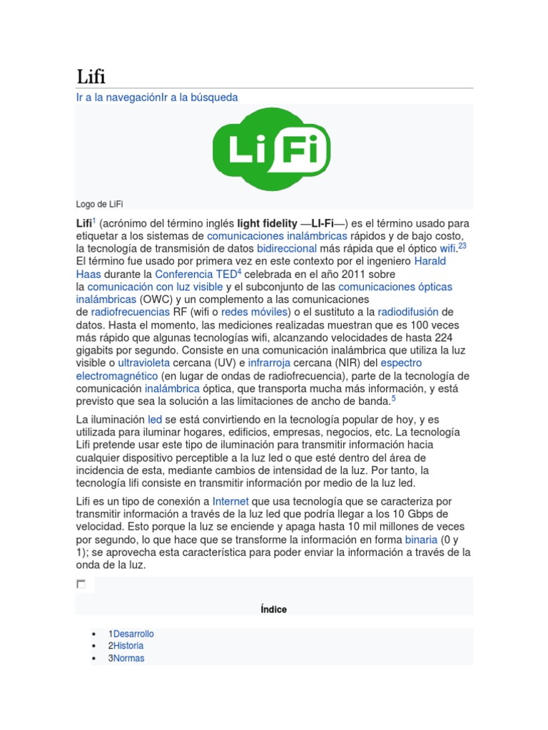 Lifi | PDF | Telecomunicaciones | Ingeniería en telecomunicaciones
