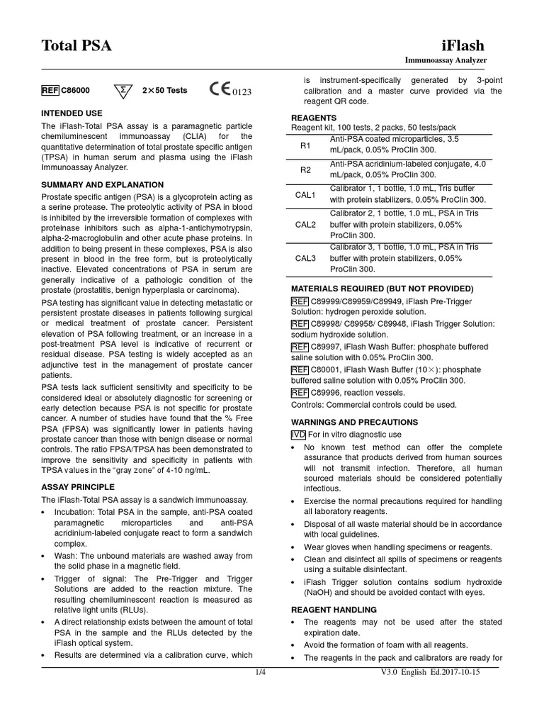 Total PSA | PDF | Prostate Specific Antigen | Immunoassay