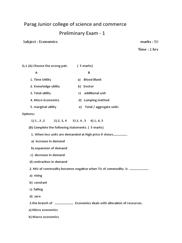 Preliminary Exam | PDF | Demand | Microeconomics