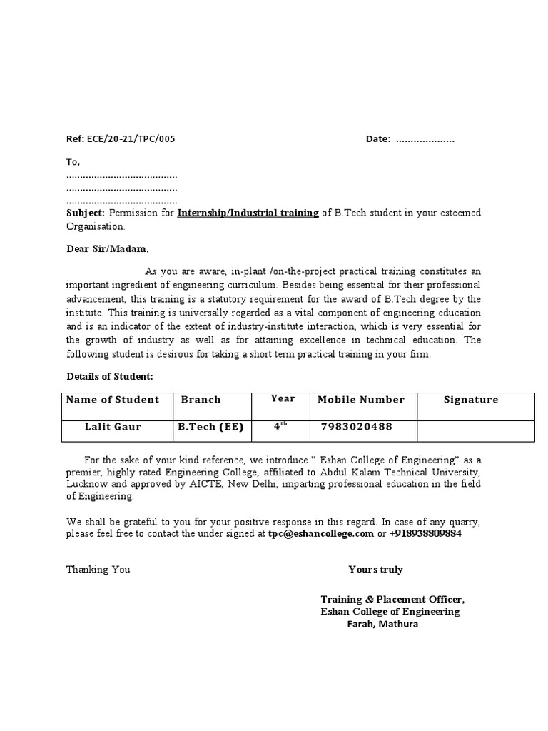 Training LETTER | PDF