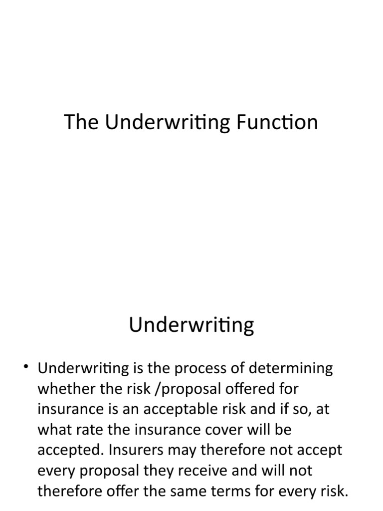 The Underwriting Function | PDF
