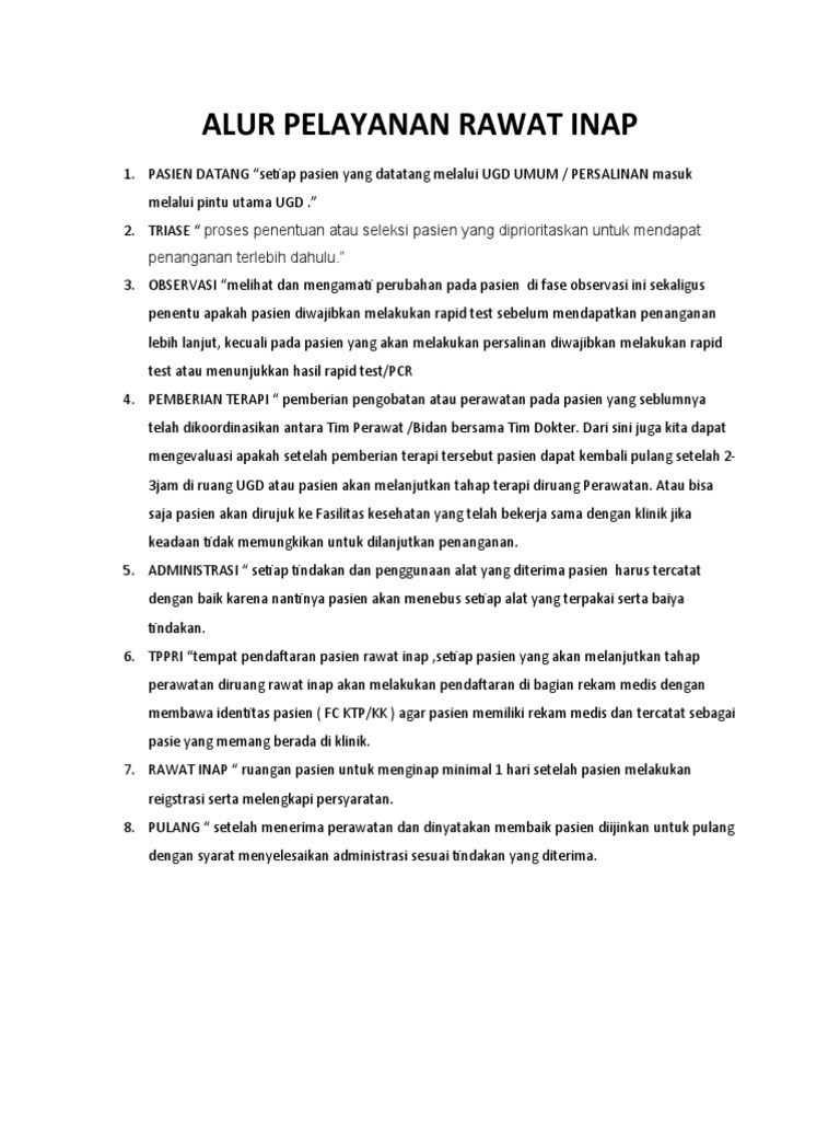 Alur Pelayanan Rawat Inap | PDF