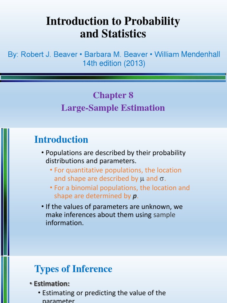Ch08 - Large-Sample Estimation | PDF | Estimator | Sample Size Determination
