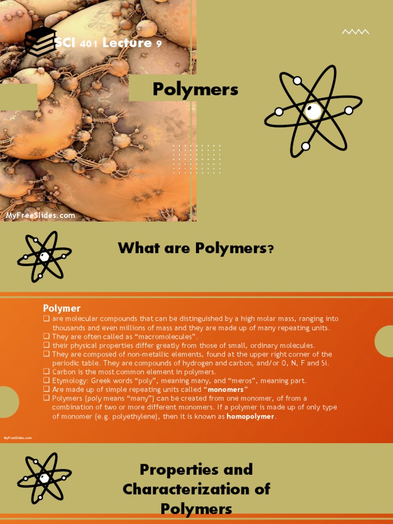 Lecture 9 Polymers-With Annotations | PDF | Cross Link | Polymers