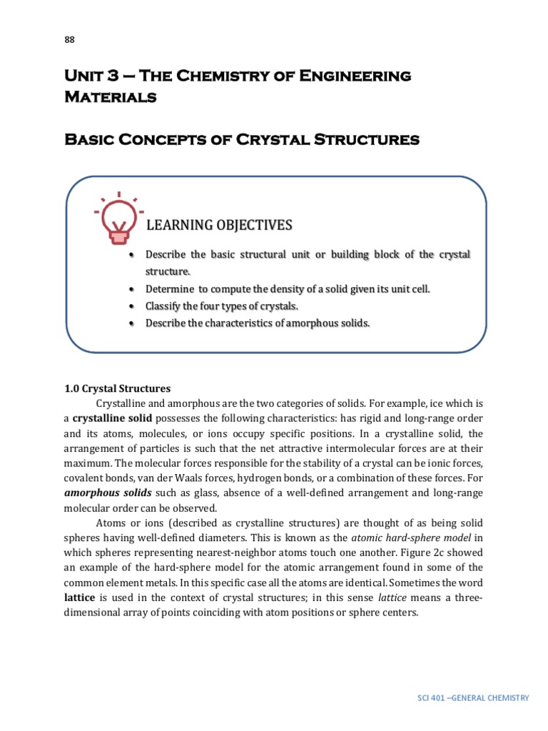 Basic Concepts of Crystal Structures | PDF | Crystal Structure | Ionic ...