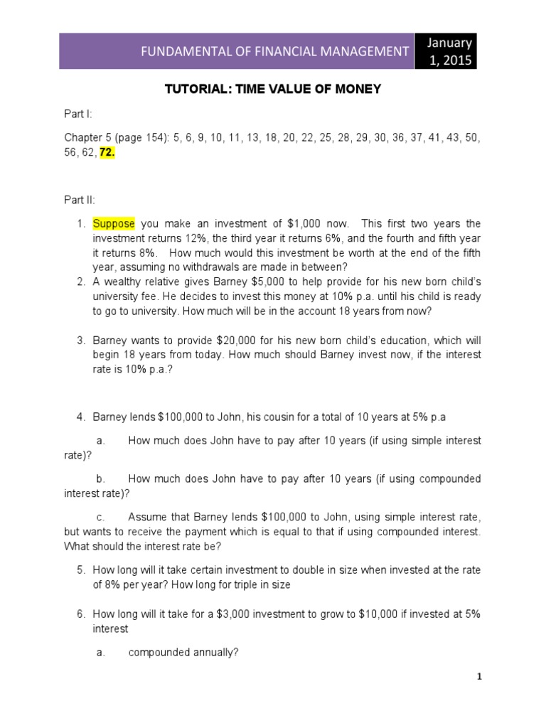 Tutorial TVM - S1 - 2020.21 | PDF | Refinancing | Loans