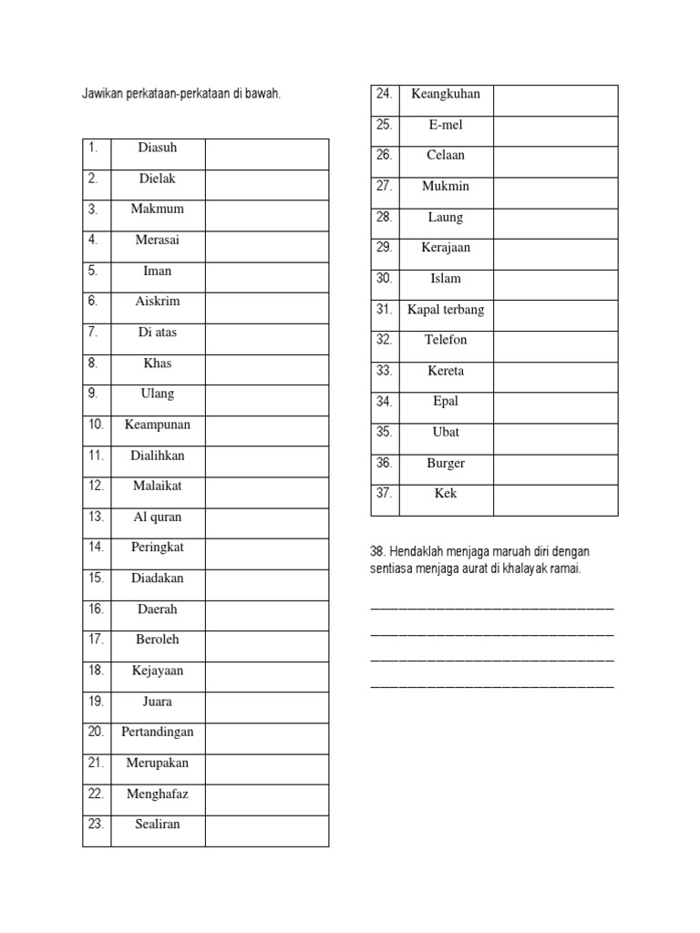 Jawikan Perkataan | PDF