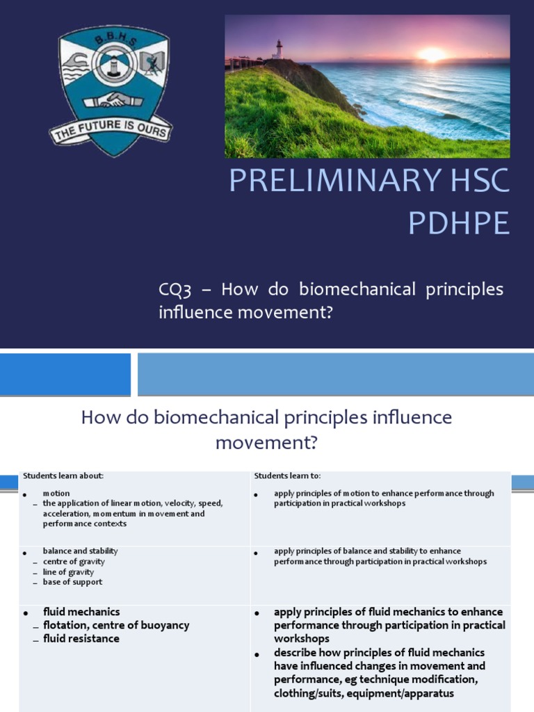 Preliminary HSC Pdhpe: CQ3 - How Do Biomechanical Principles Influence ...