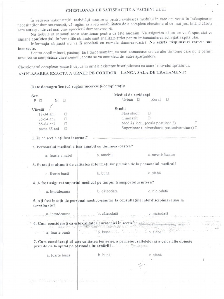 Chestionar de Satisfactie | PDF