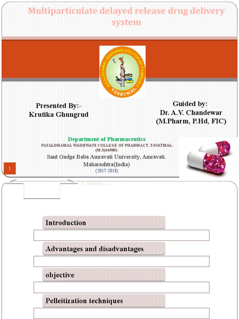Multiparticulate Delayed Release Drug Delivery System | PDF ...