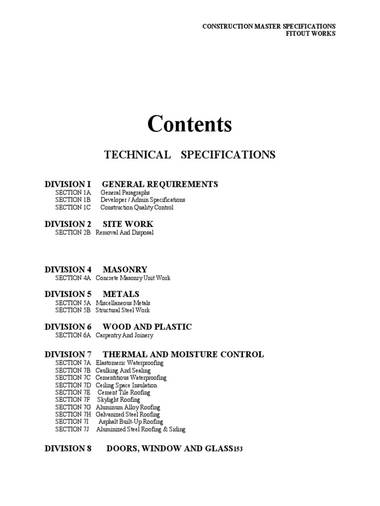 Technical Specifications: Division I General Requirements | Download ...