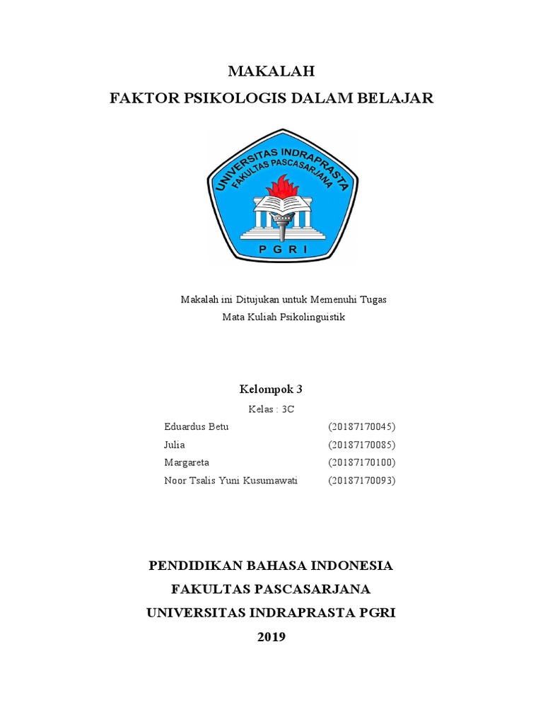 Makalah Faktor Psikologis Dalam Belajar | PDF