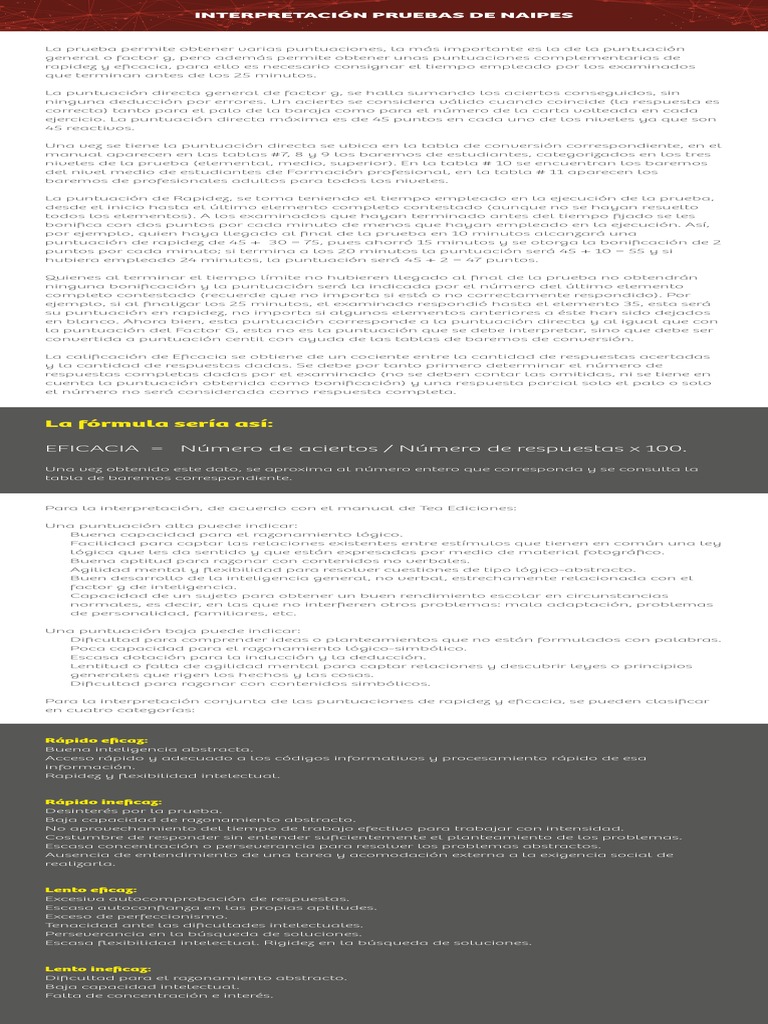 Interpretación del Test de Naipes G | PDF | Inteligencia | Conceptos ...