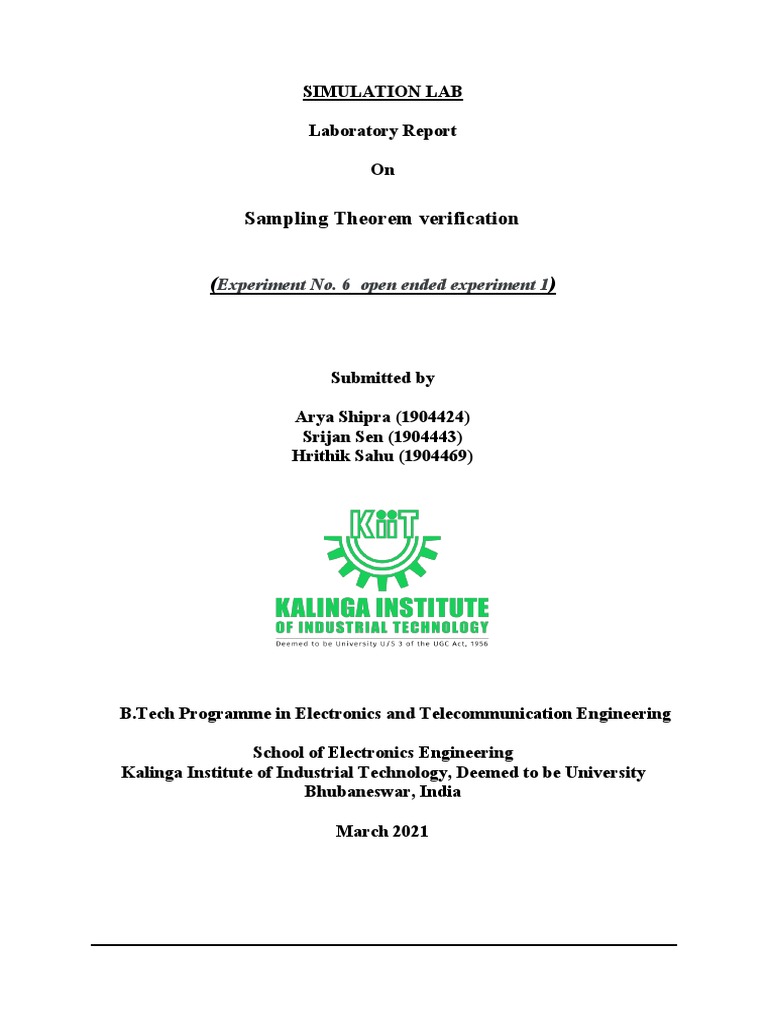 Sampling Theorem Verification: Experiment No. 6 - Open Ended Experiment 1 | PDF | Sampling ...
