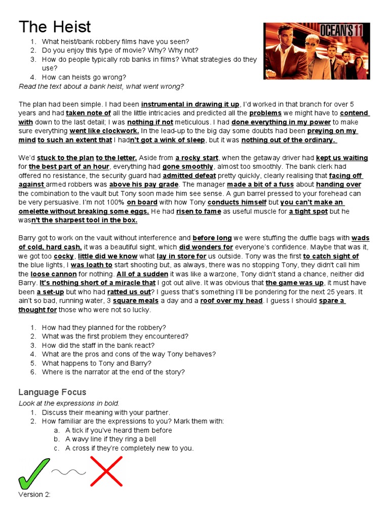 The Heist: Read The Text About A Bank Heist, What Went Wrong? | PDF ...