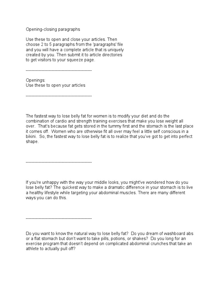 Opening and Closing Paragraphs | PDF | Obesity | Abdomen