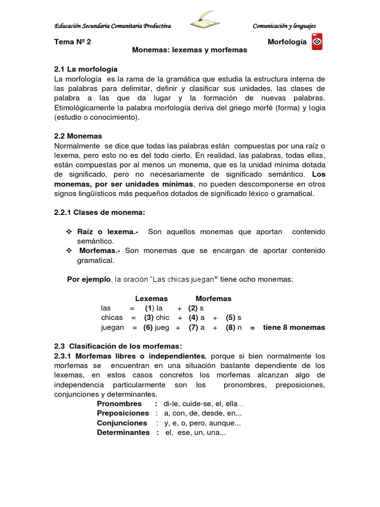 2.1 Tema 2 Monemes (Teoria) | PDF | Palabra | Numero Gramatical