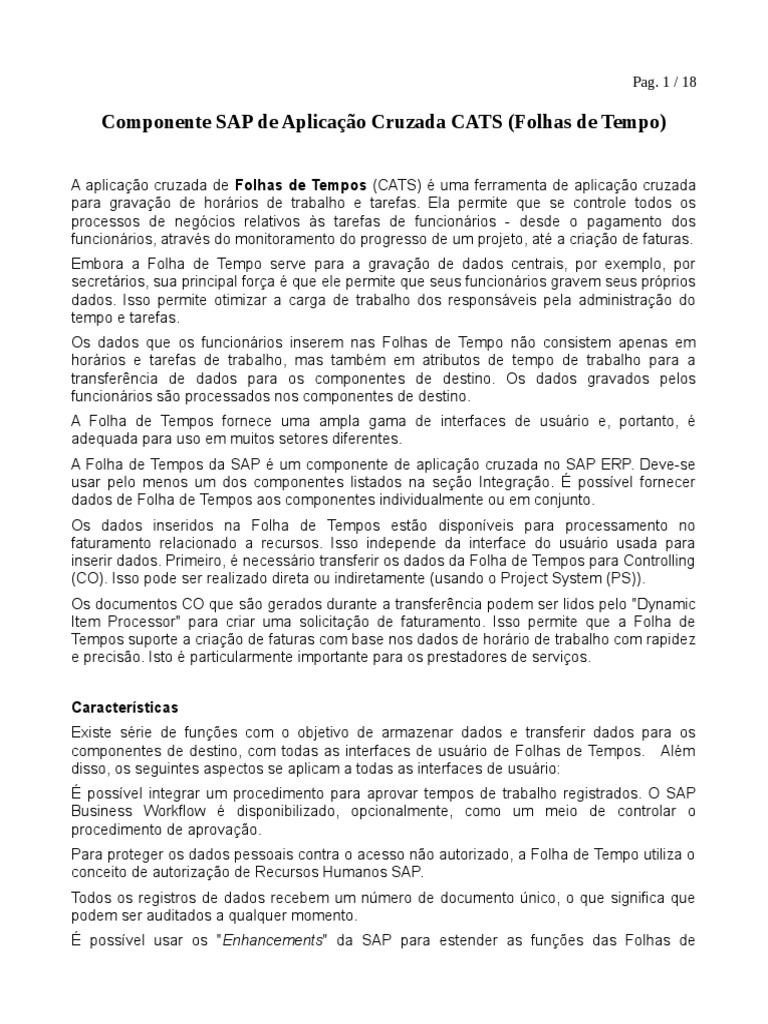Cats Sap PT | PDF | Dados | Interface de usuário