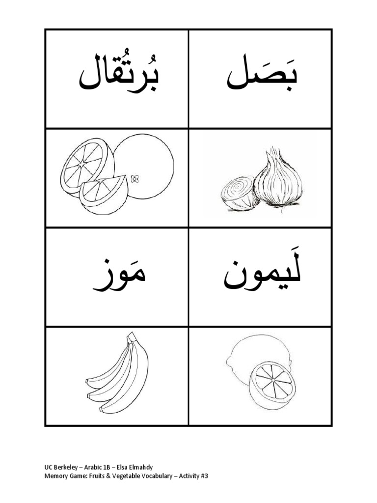 Activity 3 - Fruits & Vegetables - Memory Game | PDF