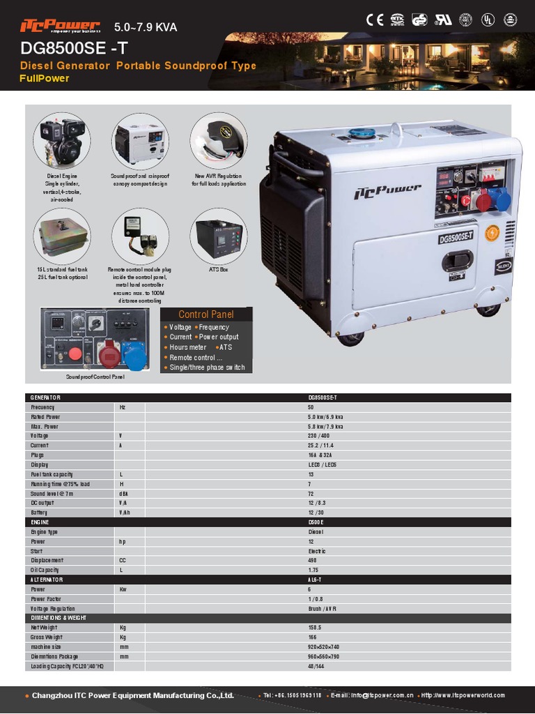 DG8500SE - T: Diesel Generator Portable Soundproof Type | PDF | Diesel ...