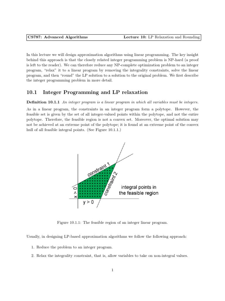 10.1 Integer Programming and LP Relaxation | PDF | Linear Programming | Algorithms And Data ...
