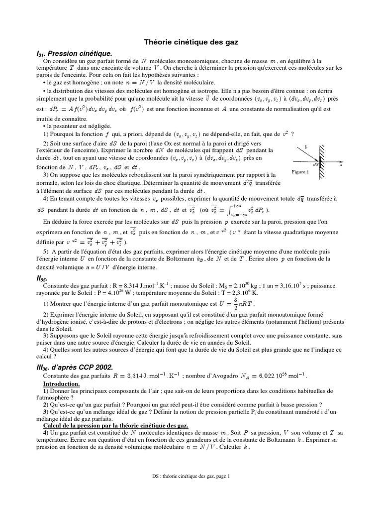 Théorie Cinétique Des Gaz | PDF | Pression | Transfert thermique