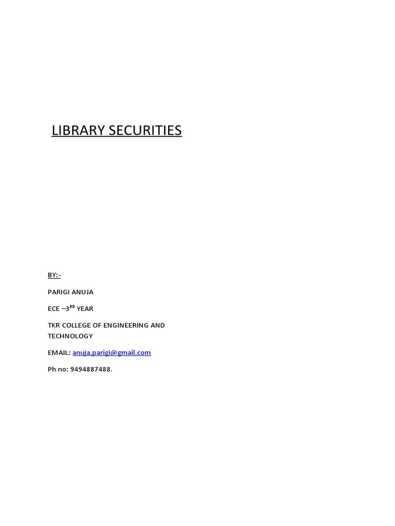 Library Securities | PDF | Risk | Physical Security