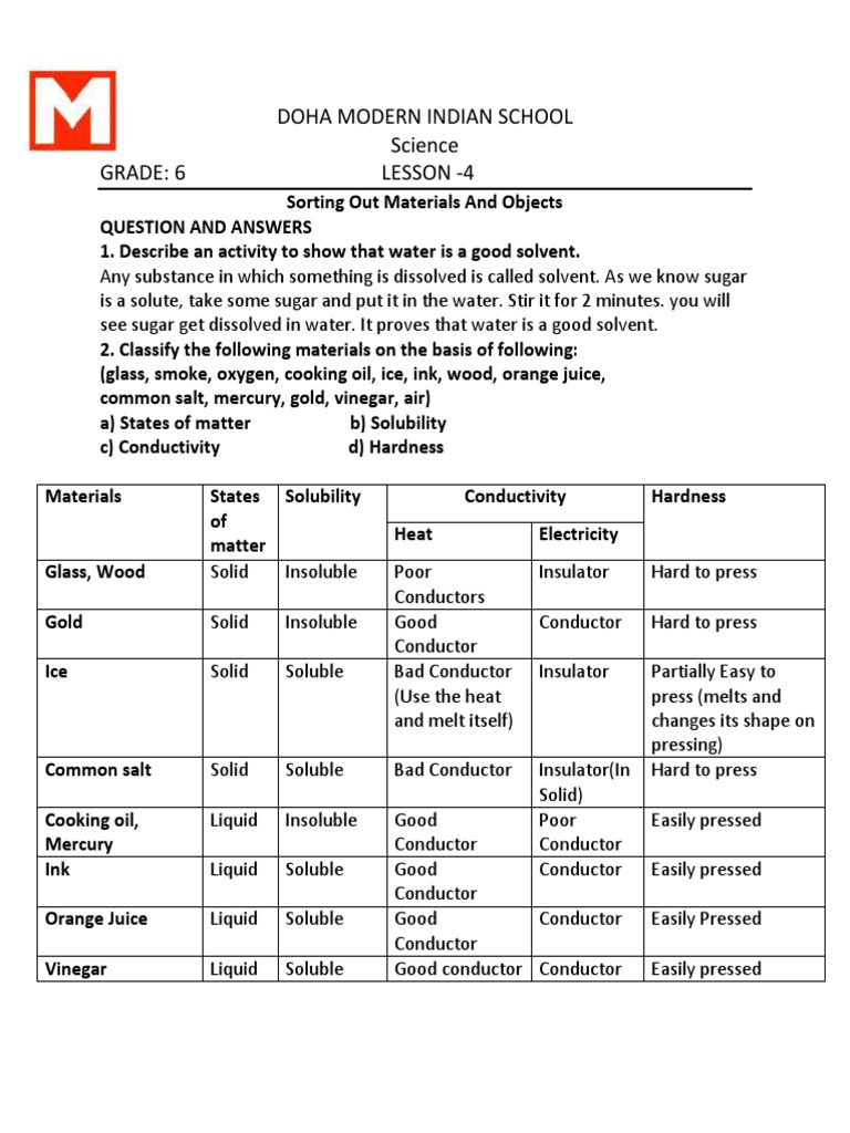 4.sorting Out Materials and Objects-Notes | PDF | Solid | Solubility