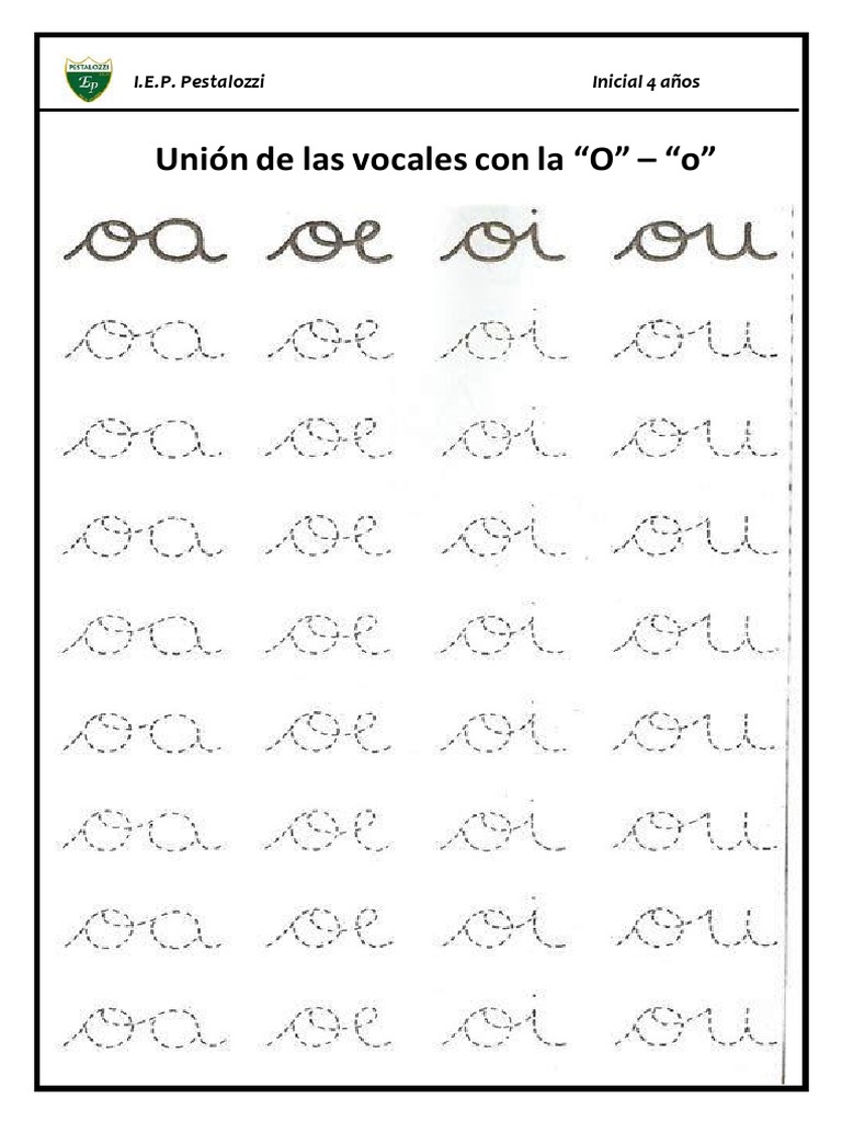 Escritura de Las Vocales Con La O | PDF
