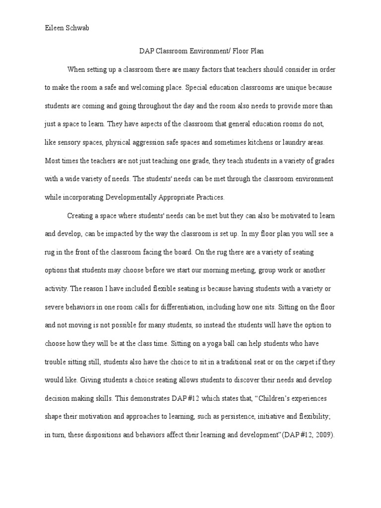 Dap Classroom Environment Floor Plan | PDF | Classroom | Teachers