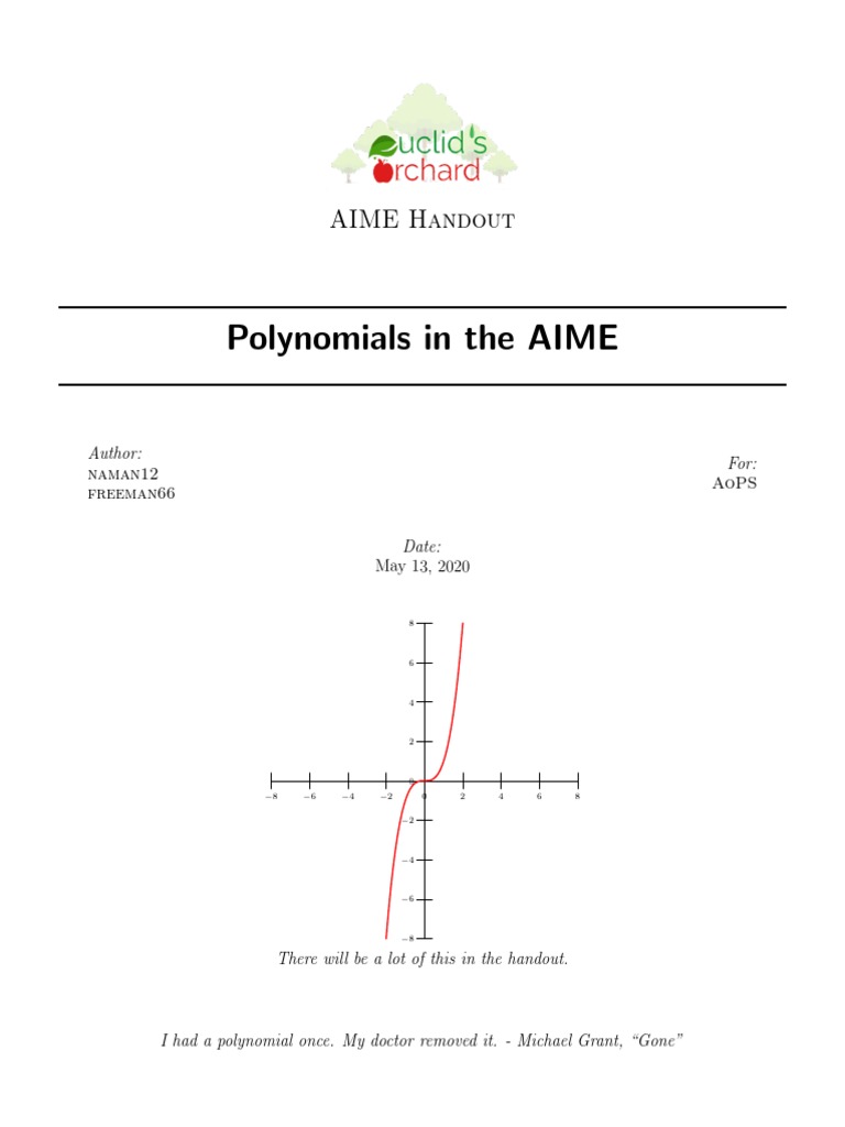 Polynomials in The AIME | PDF | Factorization | Zero Of A Function