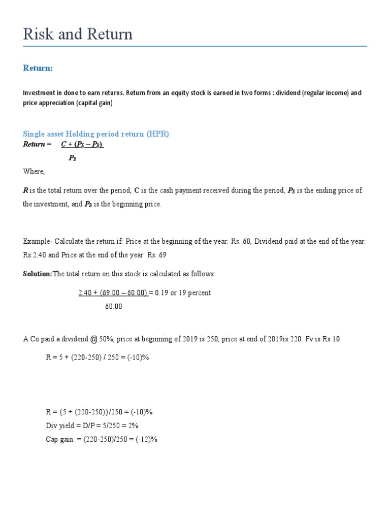 FM Risk N Return Batch 2022 | PDF | Capital Asset Pricing Model | Beta ...
