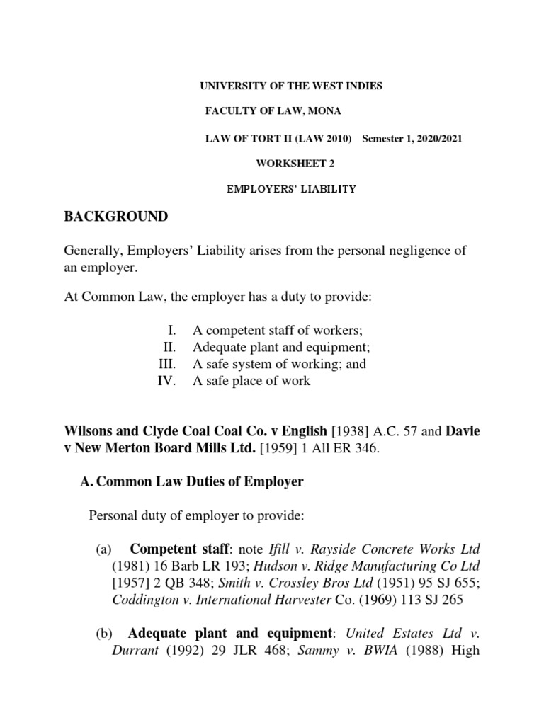 Employers' Liability in Tort Law | PDF | Applied Ethics | Private Law