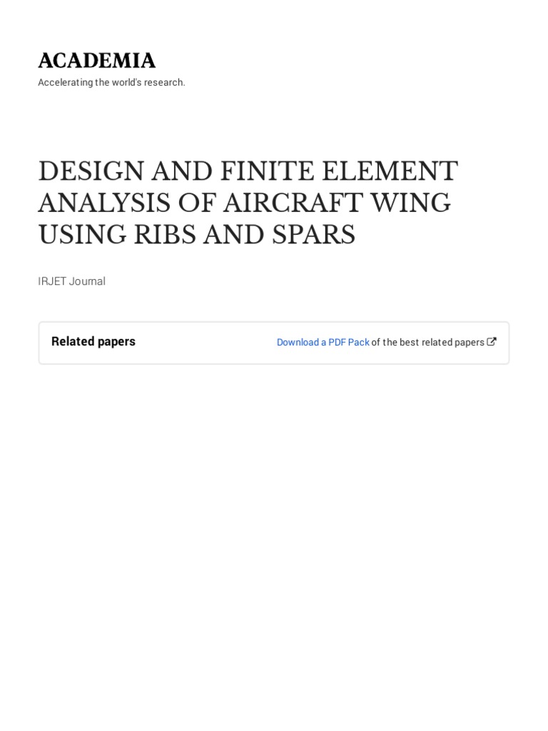 Design and Finite Element Analysis of Aircraft Wing Using Ribs and ...