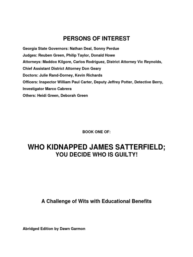 Who Kidnapped James Satterfield by Dawn Garmon | PDF | Search Warrant ...