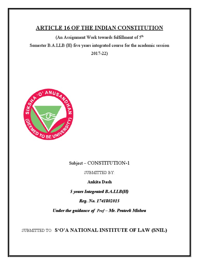 Article 16 of The Indian Constitution Consti | PDF | Politics Of India ...