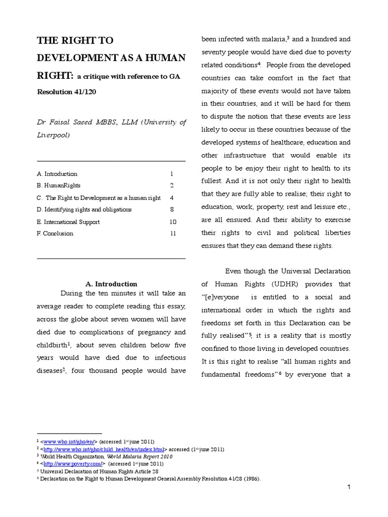 THE - RIGHT - TO - DEVELOPMENT - AS - A - HUMAN - RIGH Fasial Saeed ...