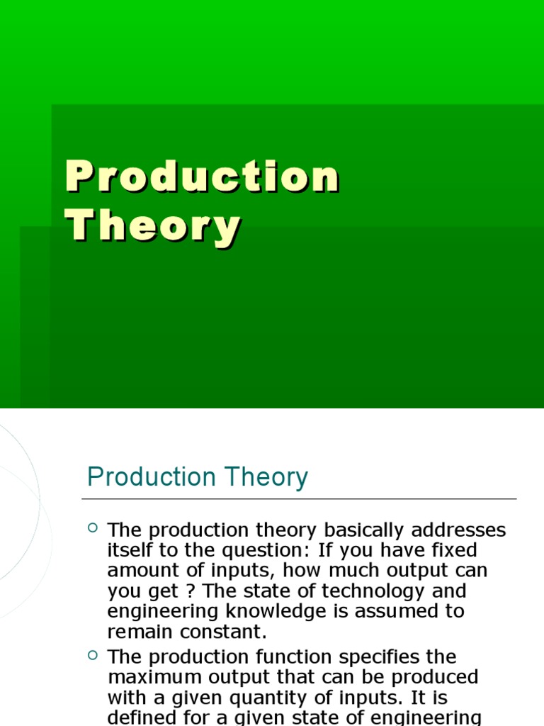 Production Theory | PDF | Production Function | Labour Economics