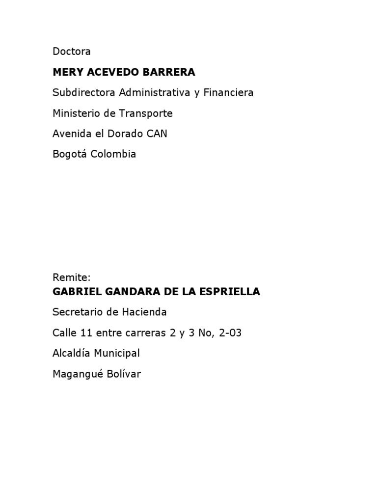 Formato Sobre | PDF | Bogotá | Colombia