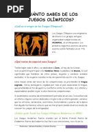 Que Sabes de Los Juegos Olimpicos 2 | PDF | Juegos olímpicos | juegos ...
