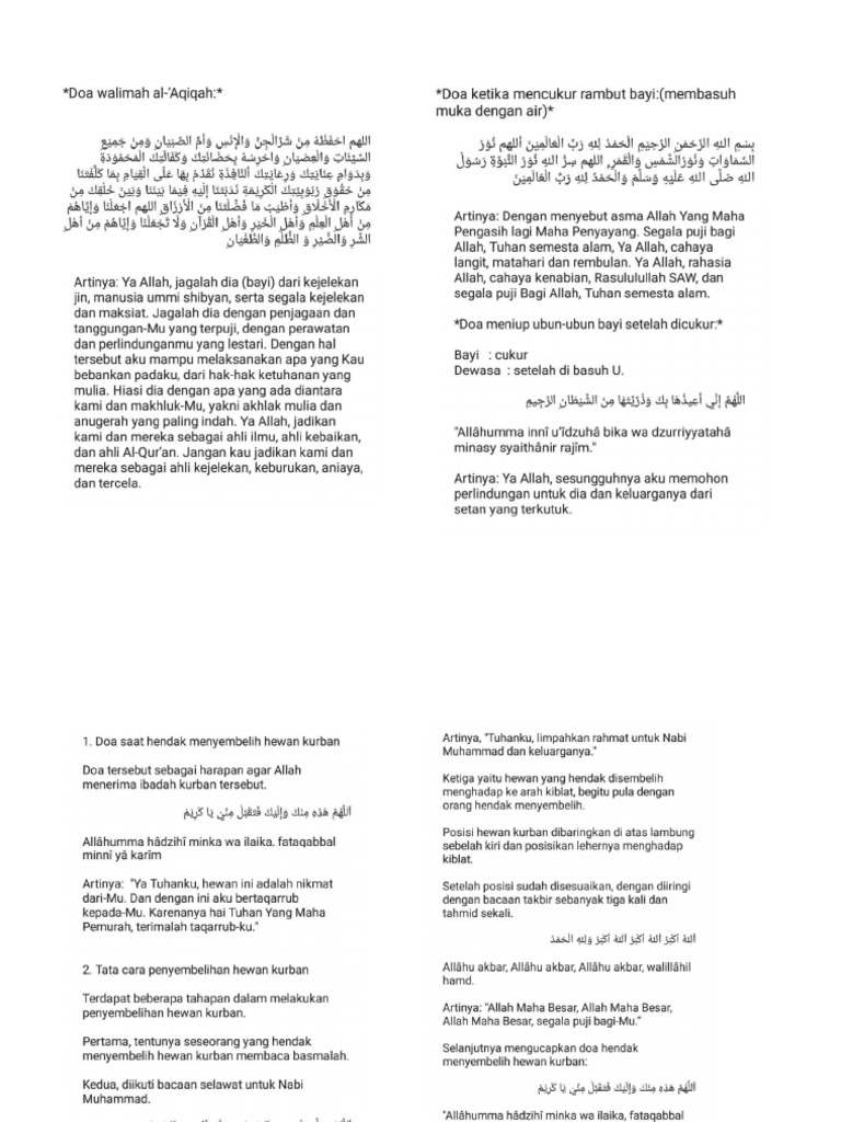 Contoh Doa Aqiqah | PDF