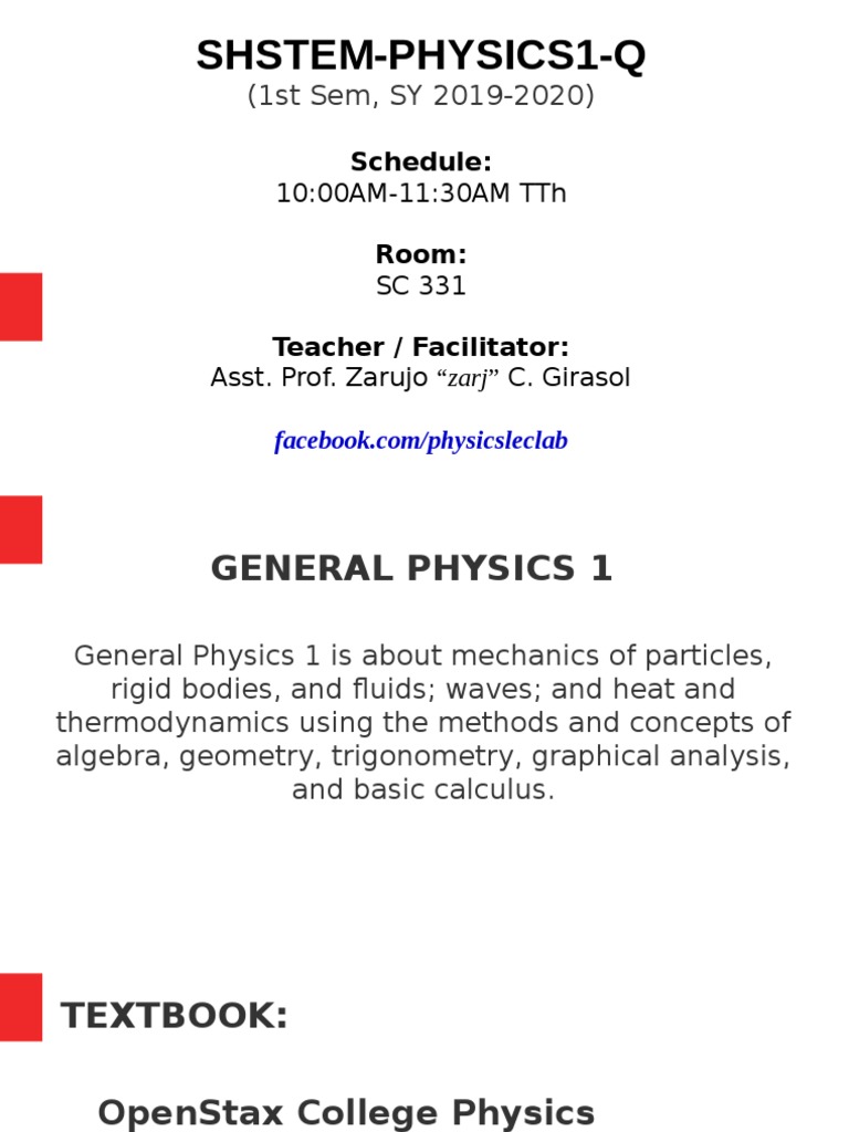General Physics 1 Course Overview | PDF | Educational Assessment ...