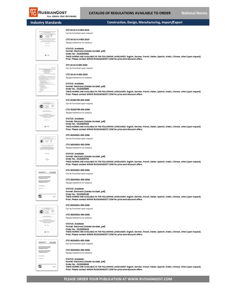 OFFICIAL CATALOG 7936 (Order Your Norms, Standards, Directives HERE) | PDF