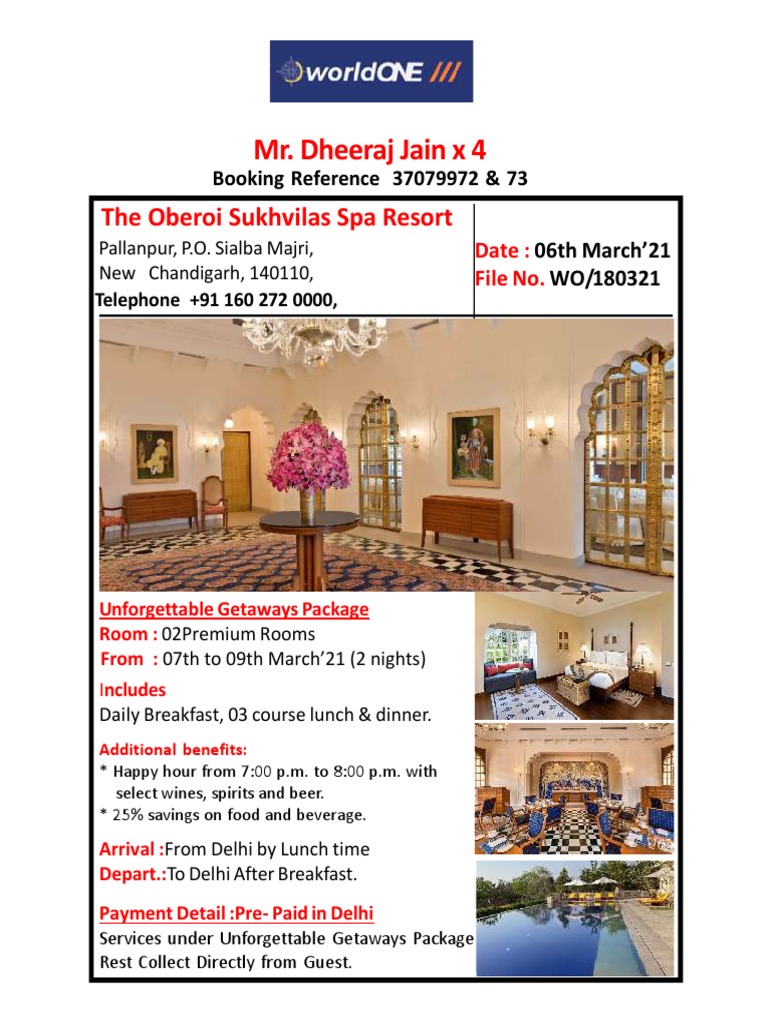 The Oberoi Sukh Vilas | PDF