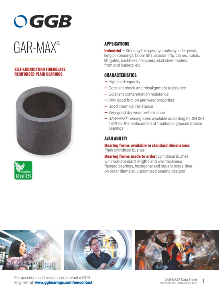 GGB Datasheet GAR-MAX FRC US-Ltr | PDF | Bearing (Mechanical) | Friction