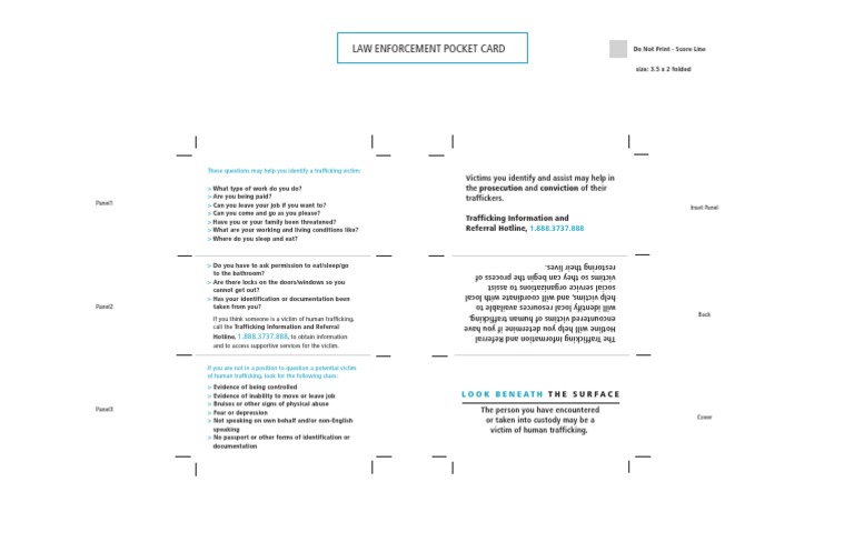 Human Trafficking Law Enforcement Pocket Card | PDF | Human Trafficking ...