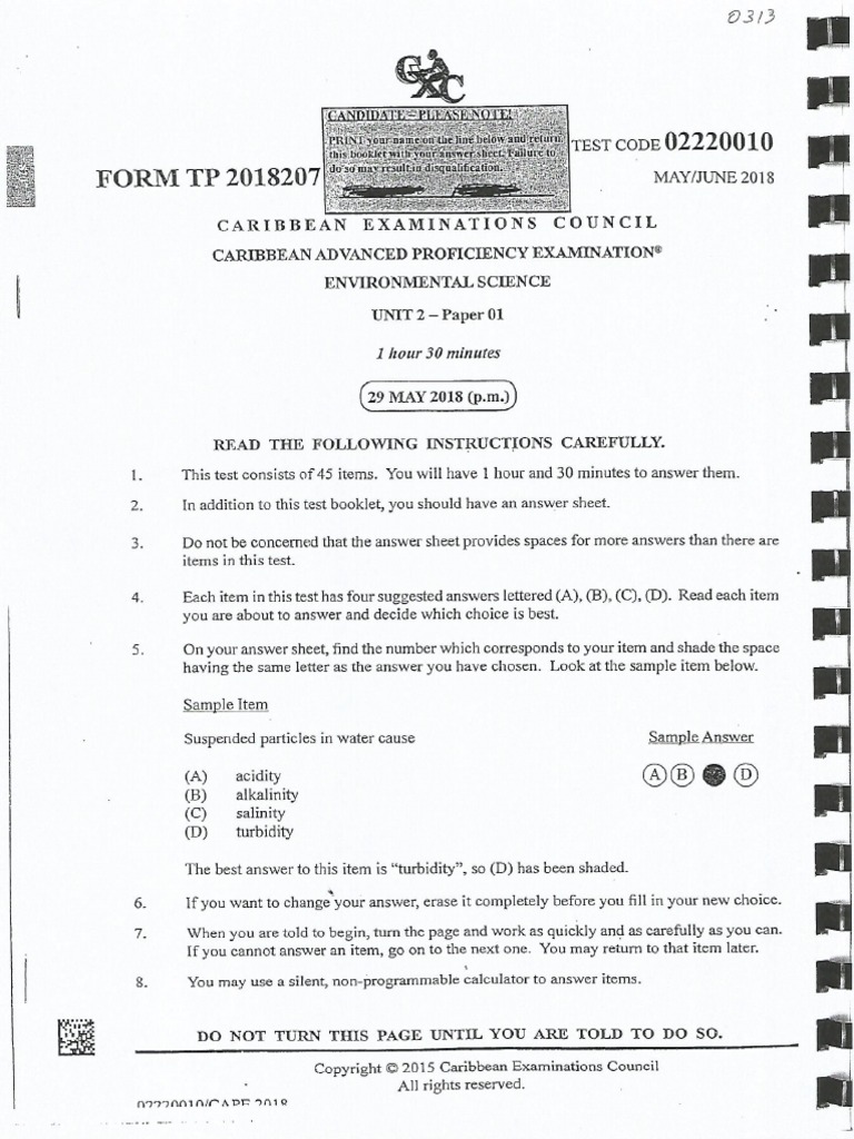 Cape-Environmental Science U2 P1 2018 | PDF