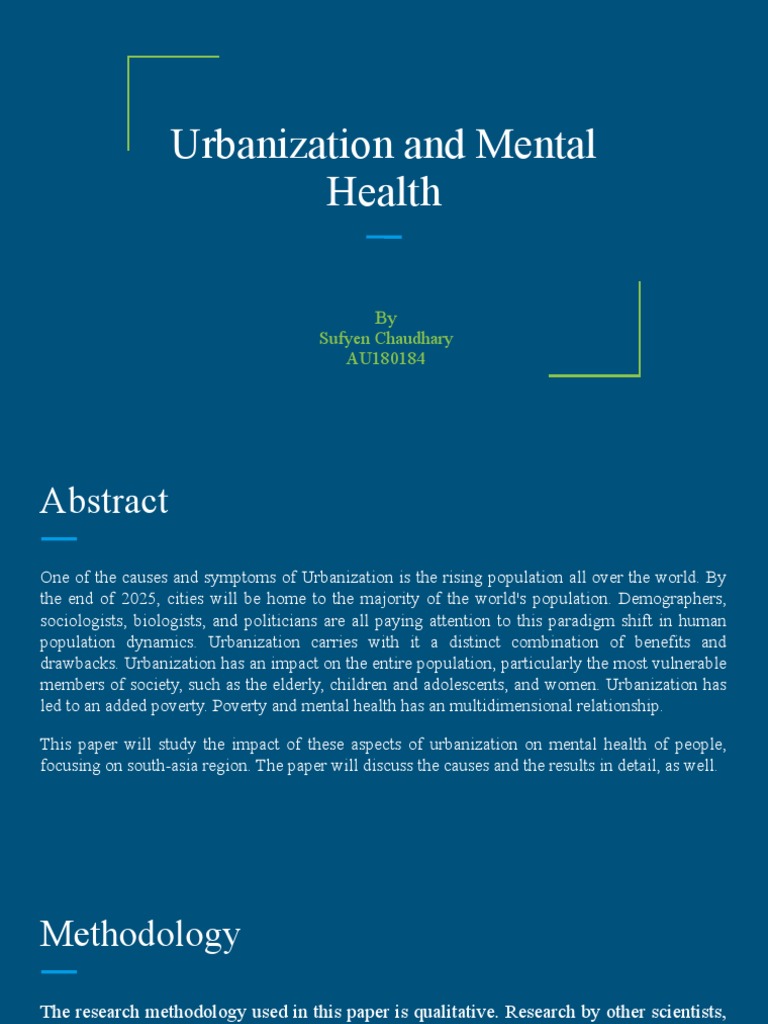 Urbanization and Mental Health | PDF | Urbanization | Mental Disorder