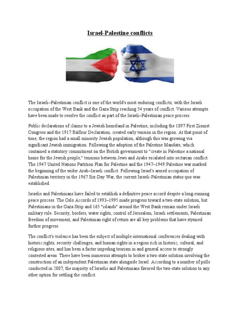 Israel and Palestine Conflicts | Download Free PDF | One State Solution ...