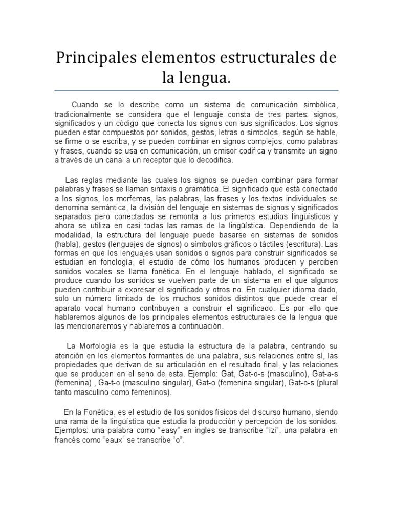 Elementos Estructurales del Lenguaje | PDF | Palabra | Comunicación